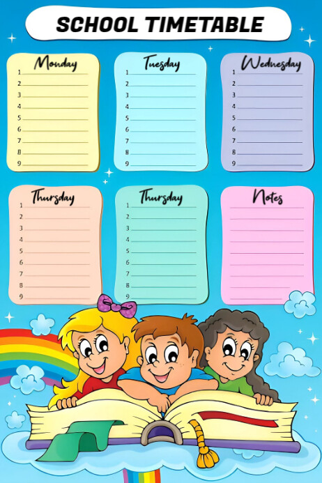 Copy of Blue List-based Timetable School Poster | PosterMyWall