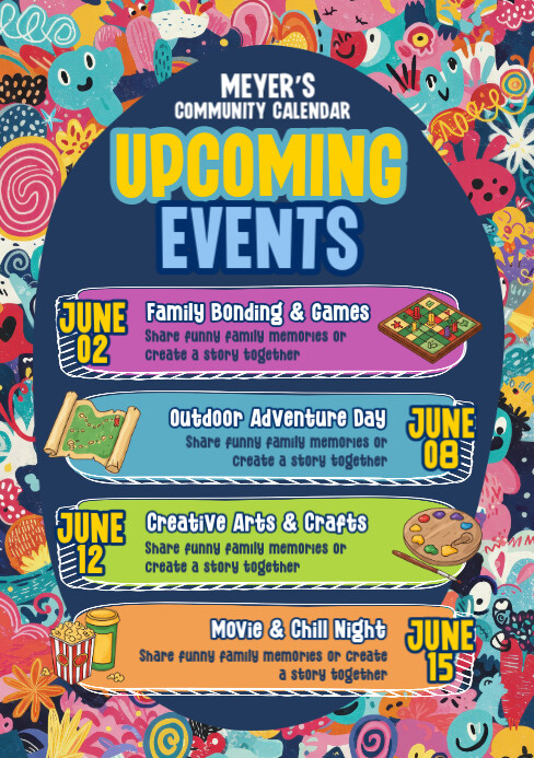 Blue List-based Upcoming Events A5 Template | PosterMyWall