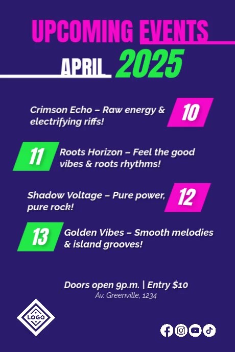 Blue List-based Upcoming Events Poster Template | PosterMyWall