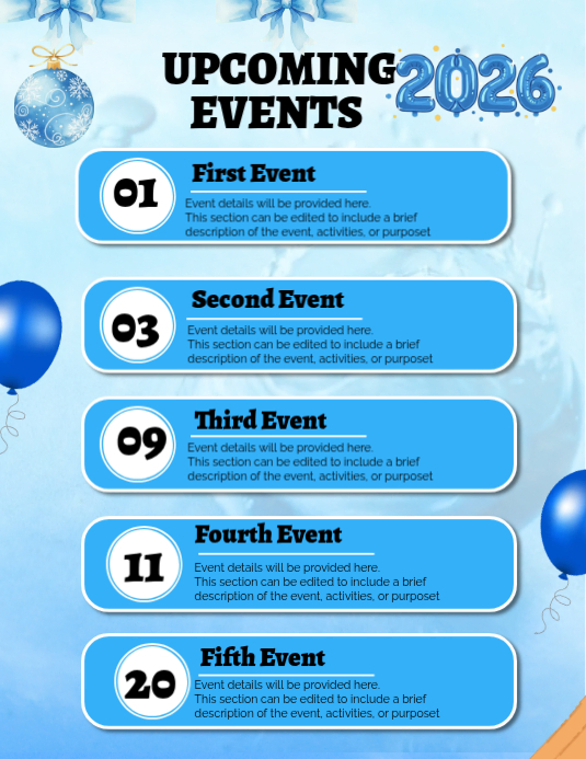 Blue List-based Upcoming Events Schedule Flyer (us Letter) Template ...