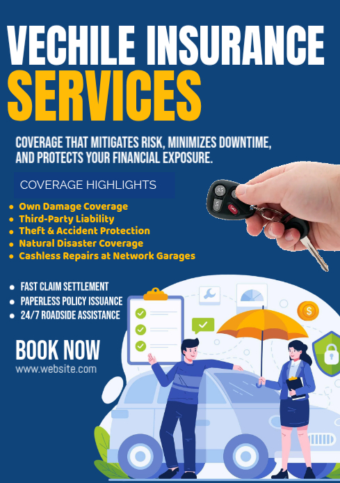 Blue List-based Vechile Insurance Services A1 Template | PosterMyWall