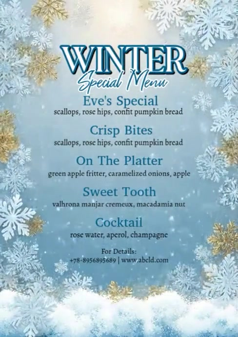 Blue List-based Winter Menu A4 Template | PosterMyWall