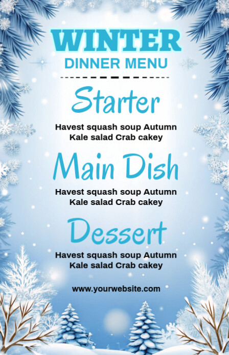 Copy of Blue List-based Winter Menu Template Design Tabloid | PosterMyWall