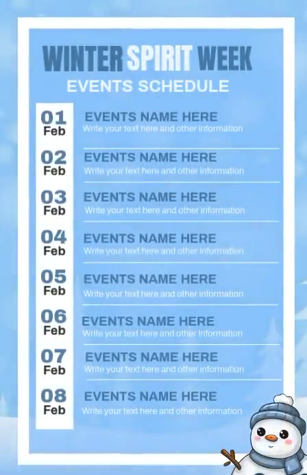 Blue List-based Winter Spirit Week Design Tabloid Template | PosterMyWall