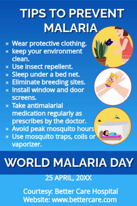 Plantilla de Blue List-based World Malaria Day Poster | PosterMyWall