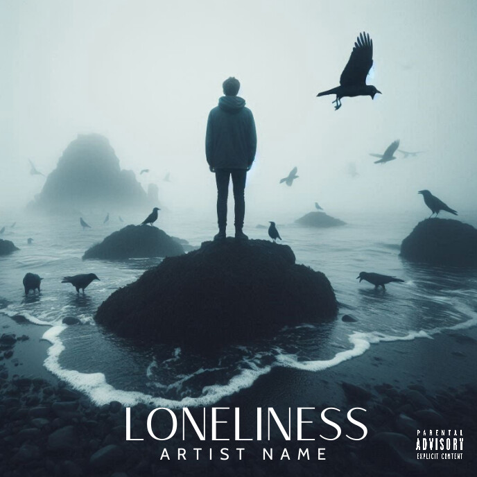 Plantilla de Blue Loneliness Sad Man With Fog Song Cover | PosterMyWall