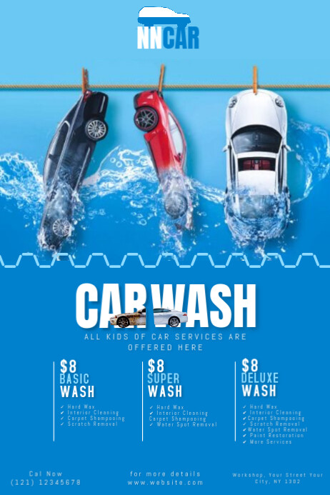 Blue Maksimalis Car Wash Poster Template | PosterMyWall
