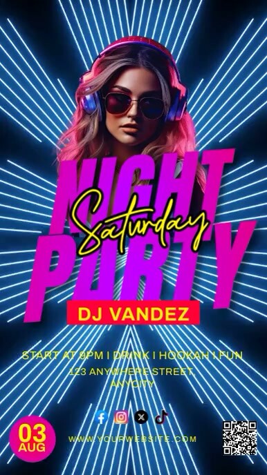 Blue Maksimalis Night Party Reel Instagram Template | PosterMyWall