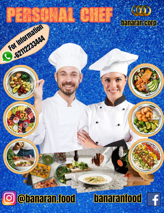 Blue Maksimalis Personal Chef Pamflet (letter Template | PosterMyWall