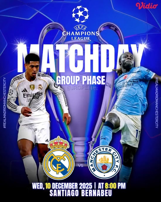 Blue Maksimalis Real Madrid Vs Manchester City | Uefa Champions League ...