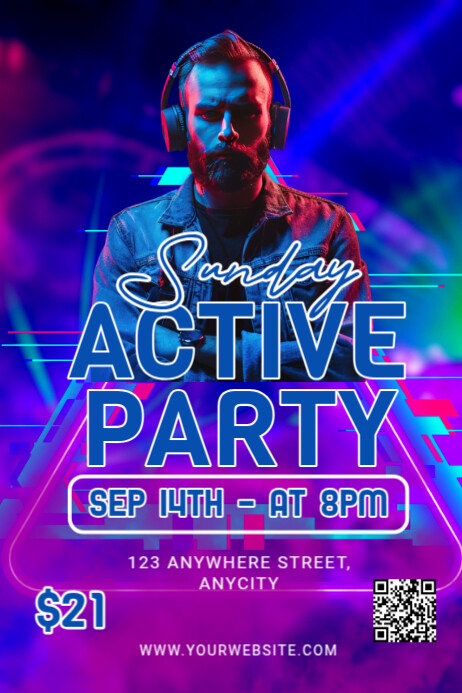 Blue Maksimalis Sunday Active Party Poster Template | PosterMyWall