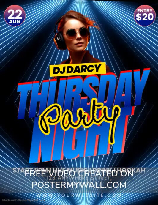 Blue Maksimalis Thursday Night Party Pamflet Template | PosterMyWall