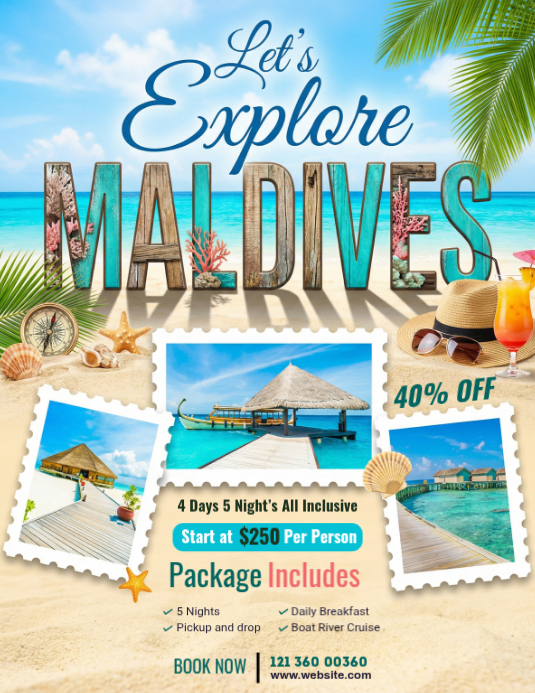 Copy of Blue Maldives Travel Package Flyer | PosterMyWall