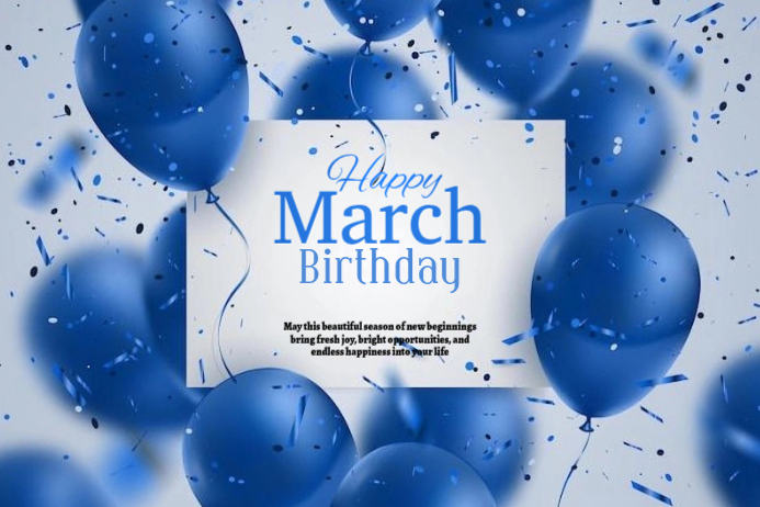 Plantilla de Blue March Birthday Celebration Label | PosterMyWall