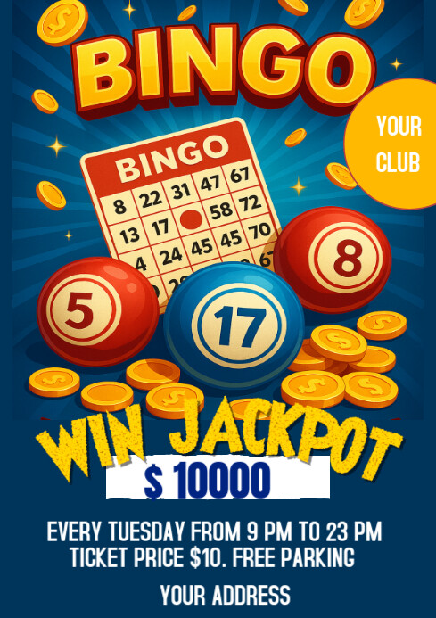 Blue Massimalista Bingo A4 Template | PosterMyWall
