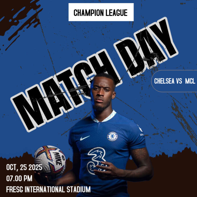 Blue Match Day Soccer Instagram Post Template | PosterMyWall