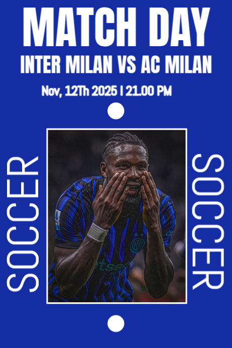 Blue Match Day Soccer Poster Template | PosterMyWall