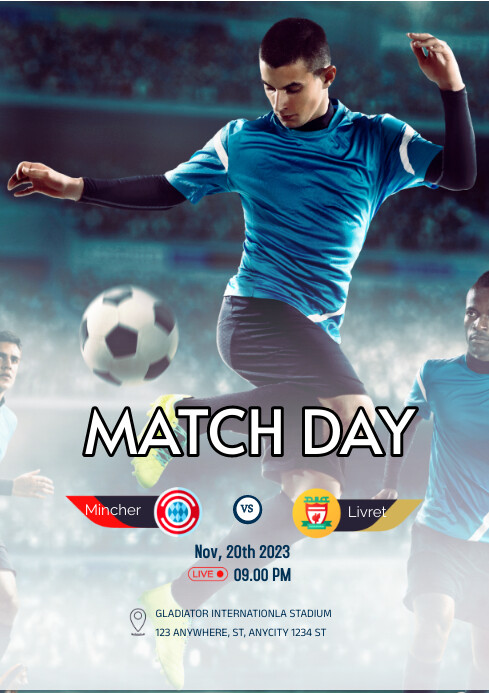 Blue Match Day soccer template | PosterMyWall