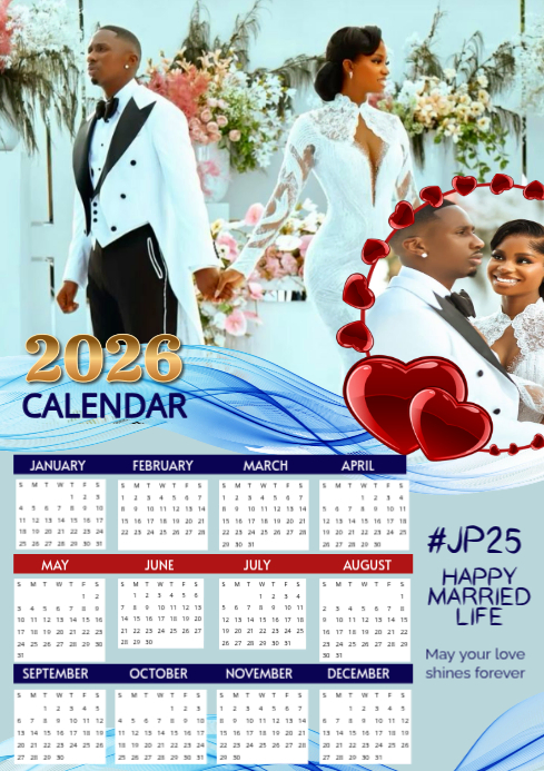 Blue Maximalist 2026 Calendar A4 Template | PosterMyWall