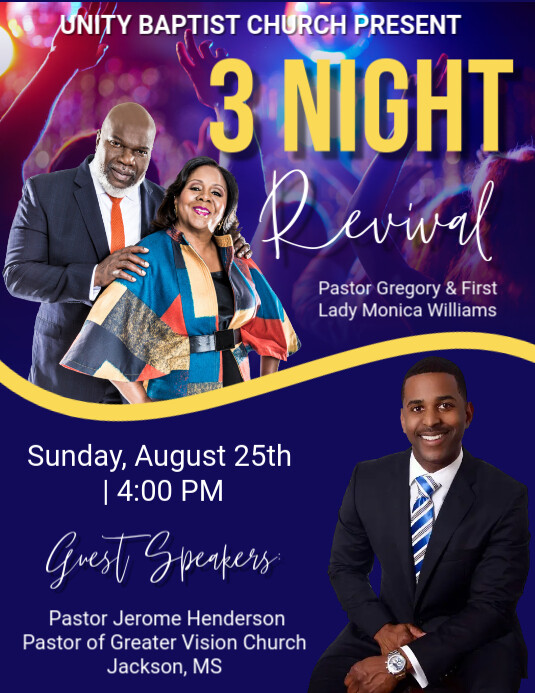 Copy of Blue Maximalist 3 Night Revival Flyer (us Letter) | PosterMyWall