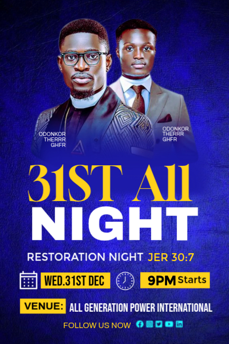 Blue Maximalist 31st December Poster Template | PosterMyWall