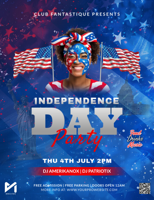 Blue Maximalist 4th Of July Independence Day Template | PosterMyWall