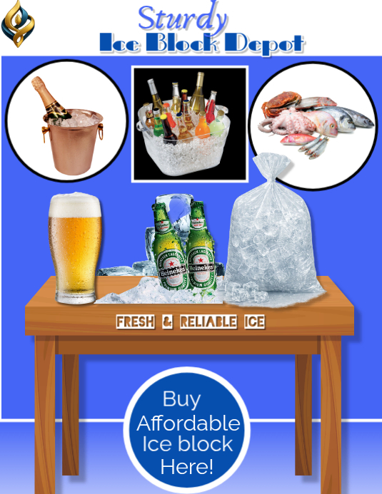 Plantilla de Blue Maximalist Affordable Ice Block Supply Flyer Flyer ...