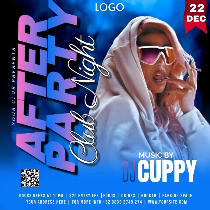 Blue Maximalist After Party Club Party Insta Template | PosterMyWall