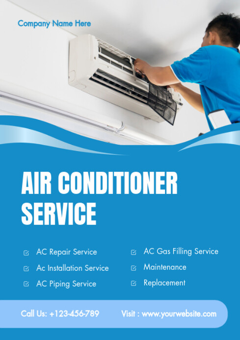 Copy of Blue Maximalist Air Conditioner Repair Service Company Ad Flyer ...