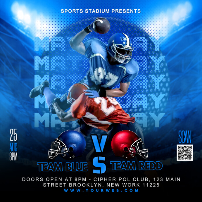Blue Maximalist American Football Instagram P Template | PosterMyWall
