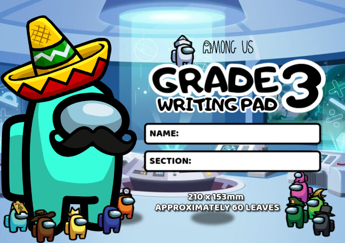 Blue Maximalist Among Us Theme Writing Pad A4 Template | PosterMyWall