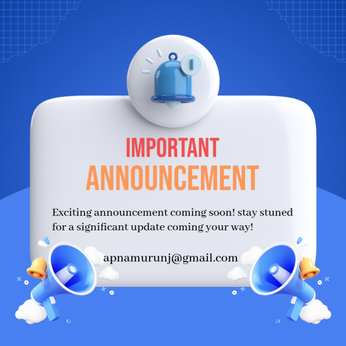 Plantilla de Blue Maximalist Announcement Flyers Notification Instagram ...