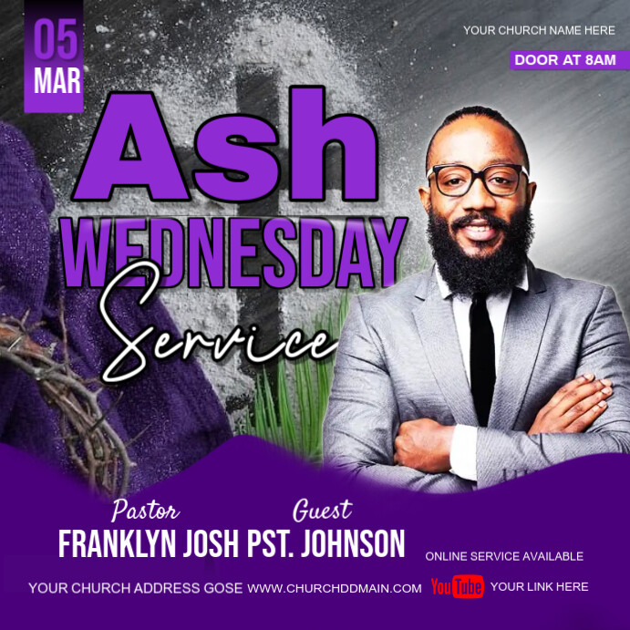 Copy of Blue Maximalist Ash Wednesday Flyer Instagram Post | PosterMyWall