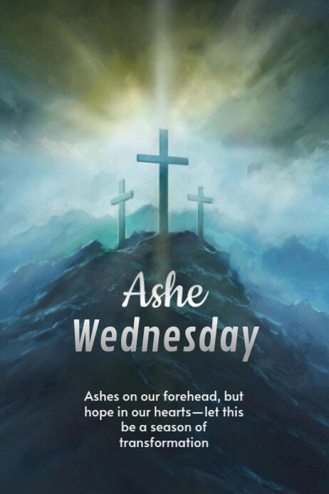 Blue Maximalist Ash Wednesday Poster Template | PosterMyWall