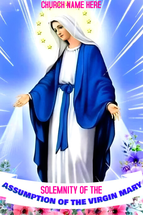 Blue Maximalist Assumption Of Virgin Mary Pos Template | PosterMyWall