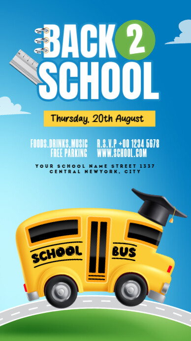 Blue Maximalist Back To School Instagram Story Template | PosterMyWall