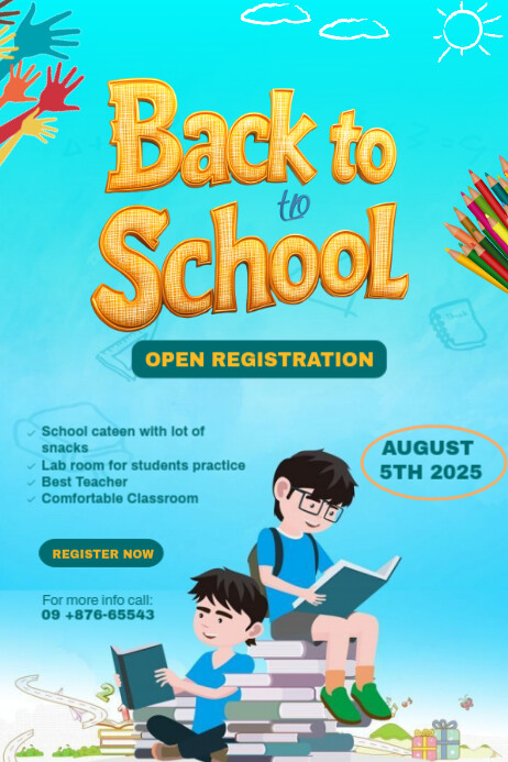 Blue Maximalist Back To School Promotion Template Poster | PosterMyWall