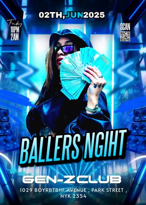 Copy of Blue Maximalist Ballers Night Party A6 | PosterMyWall