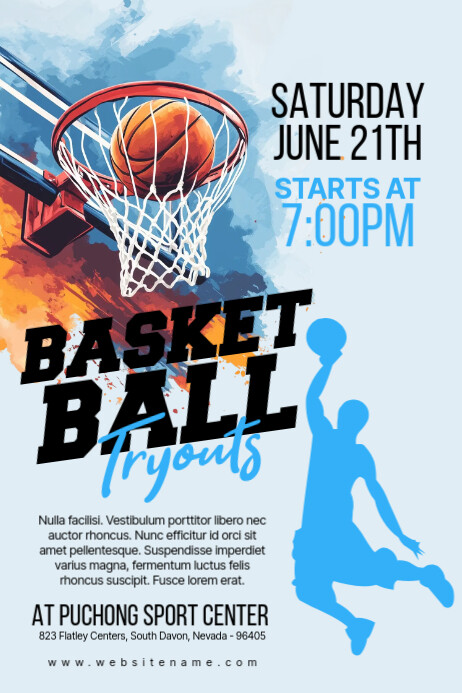 Blue Maximalist Basketball Poster Template | PosterMyWall