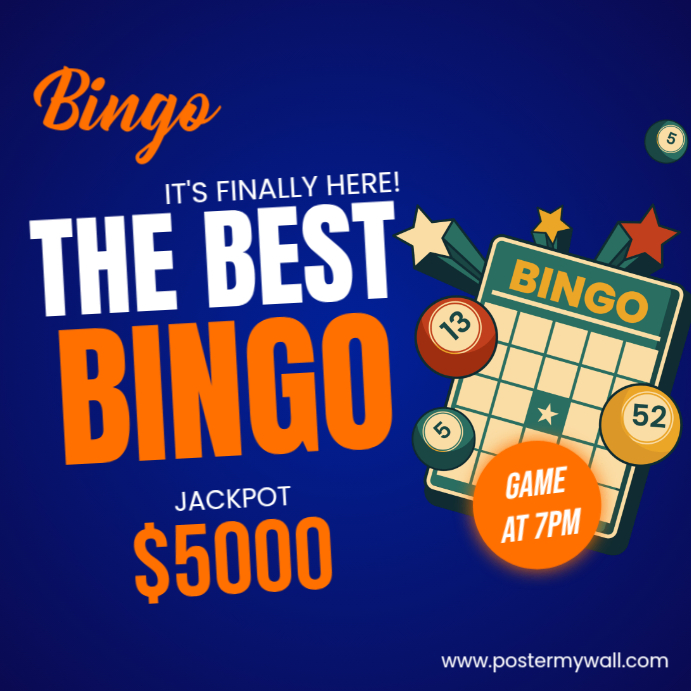 Blue Maximalist Bingo Night Event Invitation Instagram Post Template ...