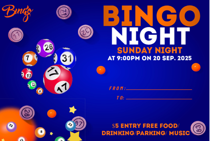 Blue Maximalist Bingo Night Label Template | PosterMyWall