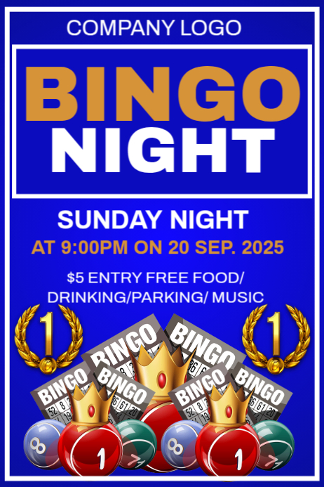 Plantilla de Blue Maximalist Bingo Night Poster | PosterMyWall