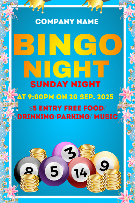 Plantilla de Blue Maximalist Bingo Night Poster | PosterMyWall