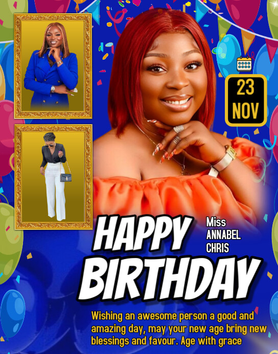 Copy of Blue Maximalist Birthday Card Poster/wallboard | PosterMyWall