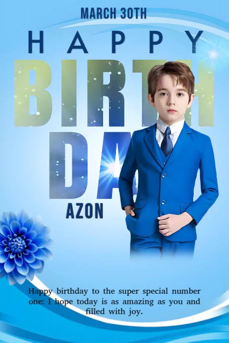 Blue Maximalist Birthday Flyer Poster Template | PosterMyWall