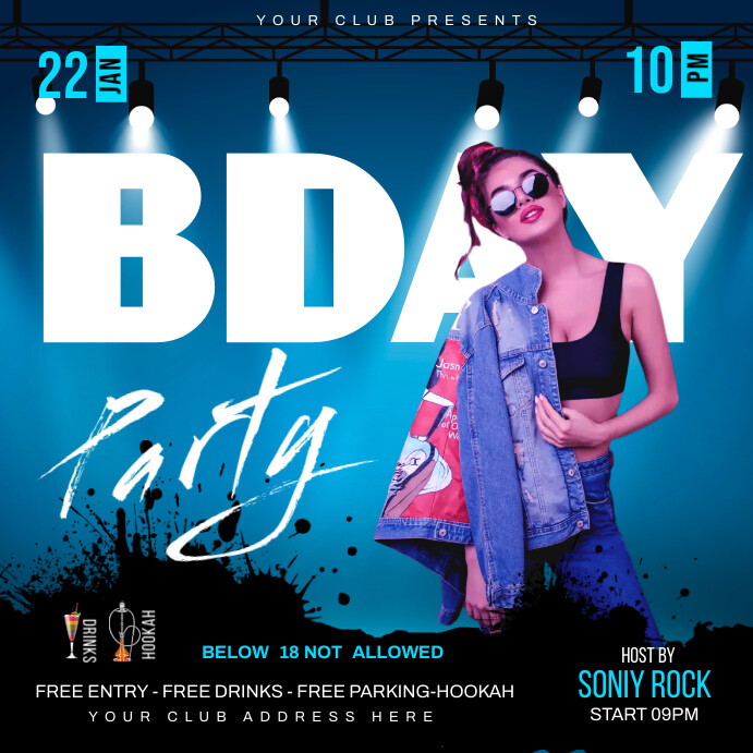 Copy of Blue Maximalist Birthday Night Poster Instagr | PosterMyWall