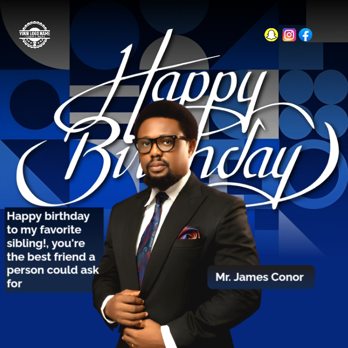 Blue Maximalist Birthday Template Square (1:1) | PosterMyWall