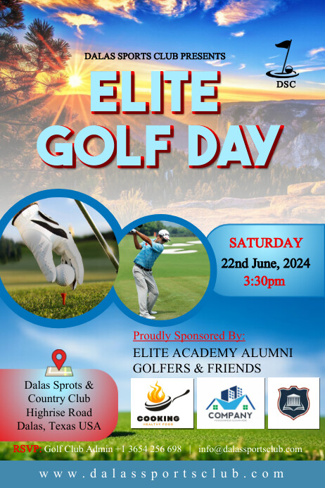 Blue Maximalist Blue, Black, White Golf & Spo Template | PosterMyWall