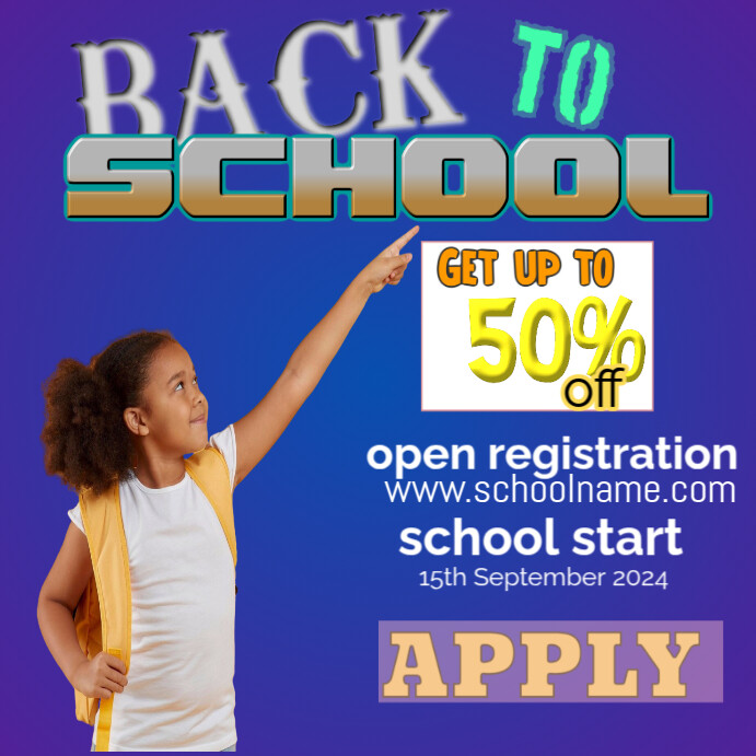 Blue Maximalist Blue And Yellow Back To School Enrollment Instagram ...