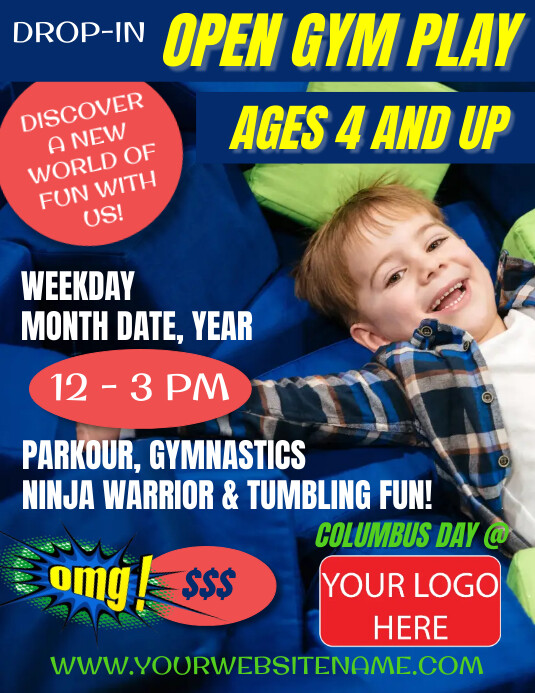 Copy of Blue Maximalist Blue Open Gym Flyer (us Lett | PosterMyWall